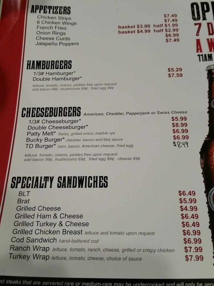 Menu at Badger Tavern pub & bar, Madison, Seminole Hwy