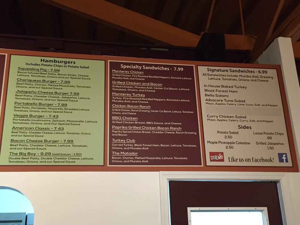 Menu at Mundos Sandwich & Burger House Webster St restaurant, Monterey ...