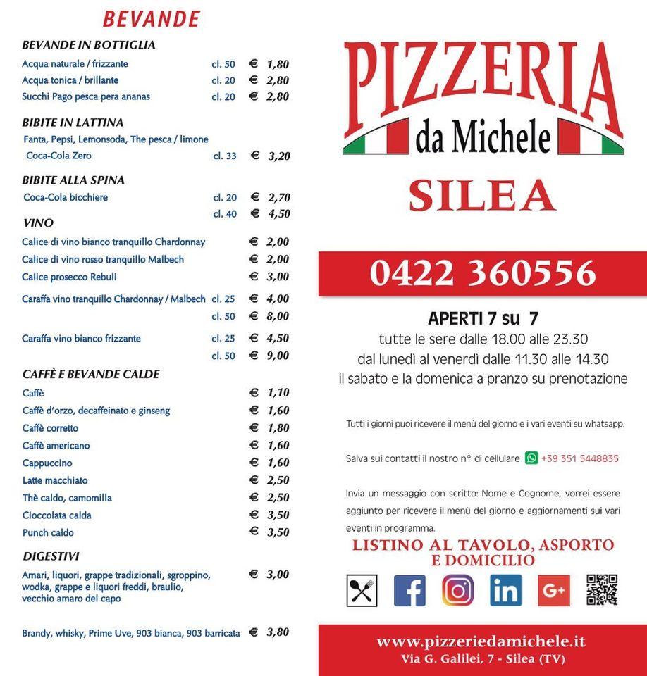 Menu da Pizzeria da Michele, Cornuda