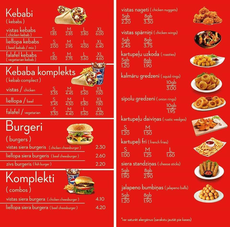 Speisekarte von Royal Kebab restaurant, Riga