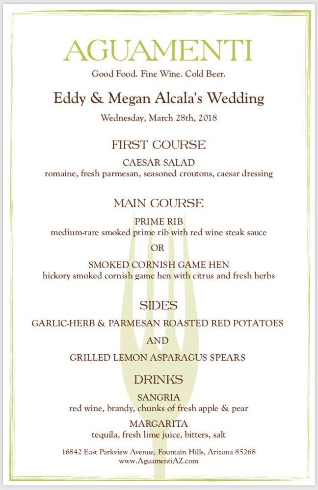 Menu at Aguamenti pub & bar, Fountain Hills