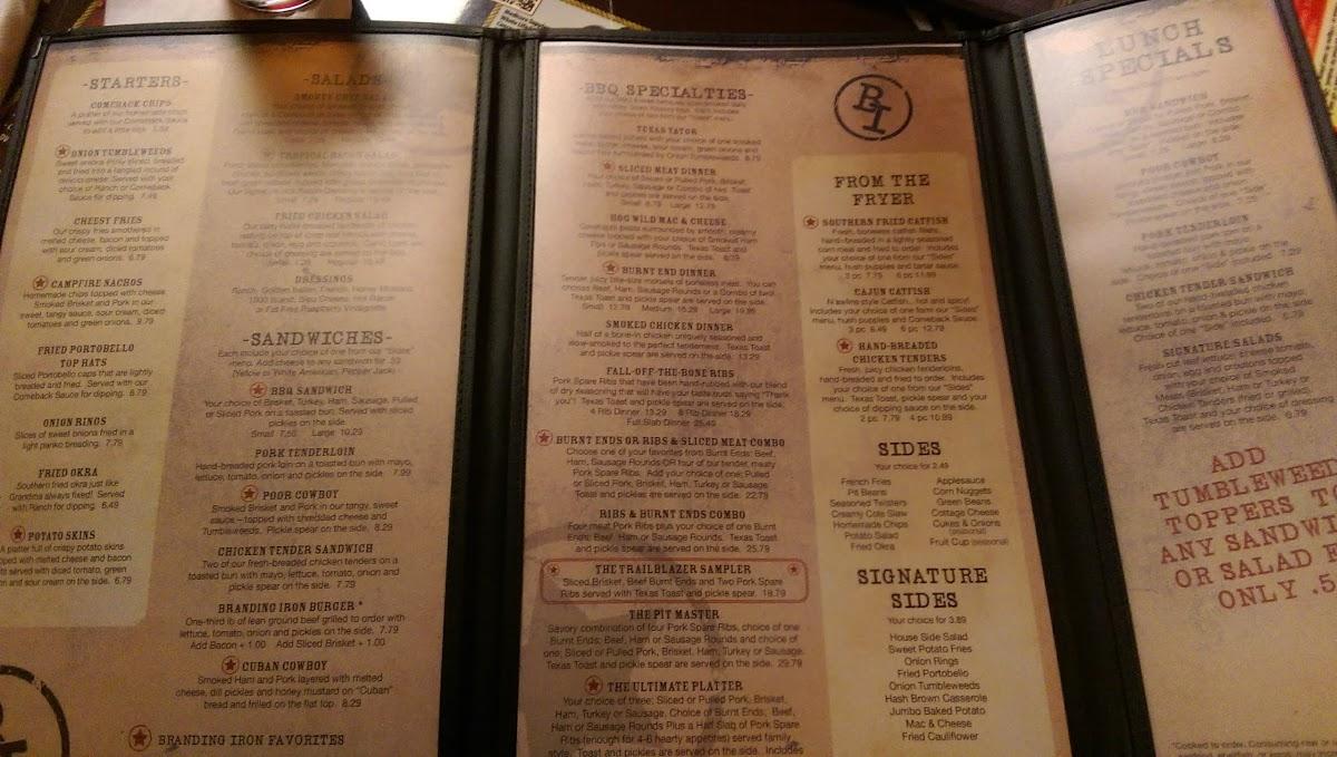 Menu at Branding Iron BBQ, Harrisonville