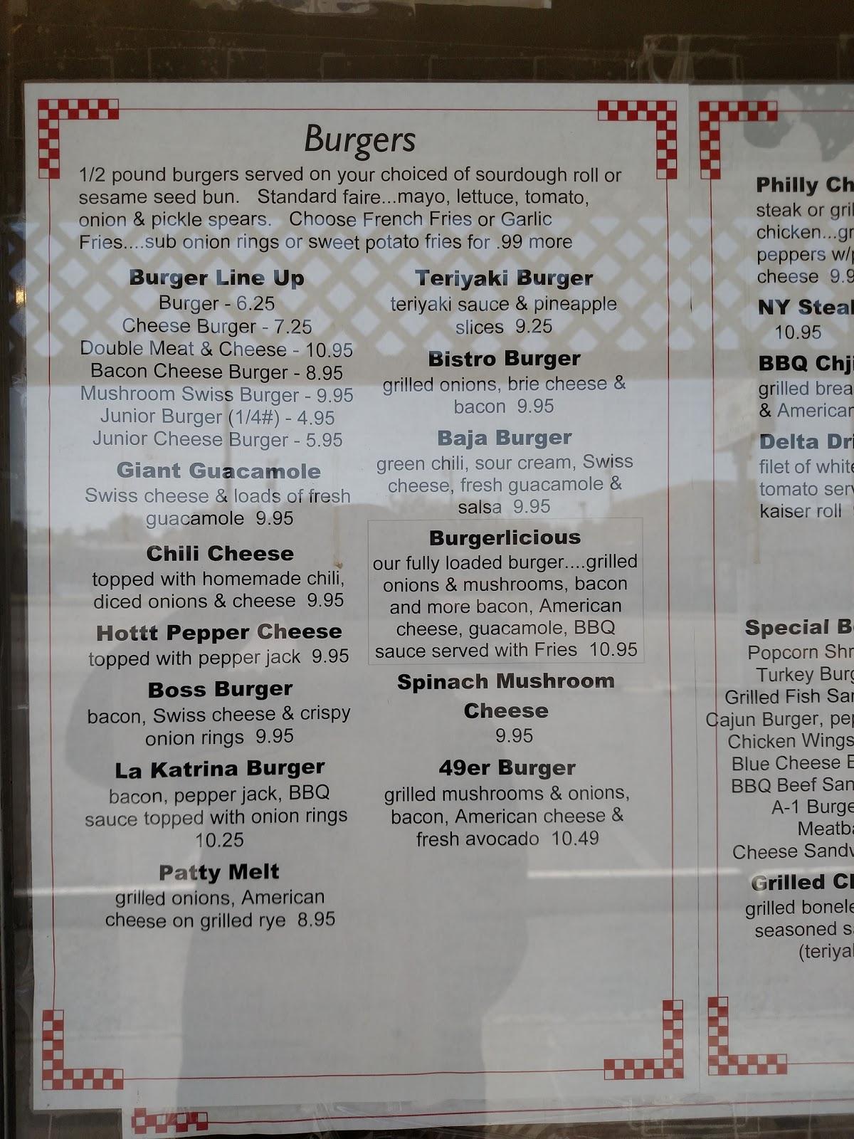 Menu at Burgerlicious restaurant, Rio Vista