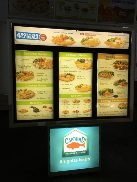 Menu at Captain D's fast food, Jackson, 235 W Woodrow Wilson Ave