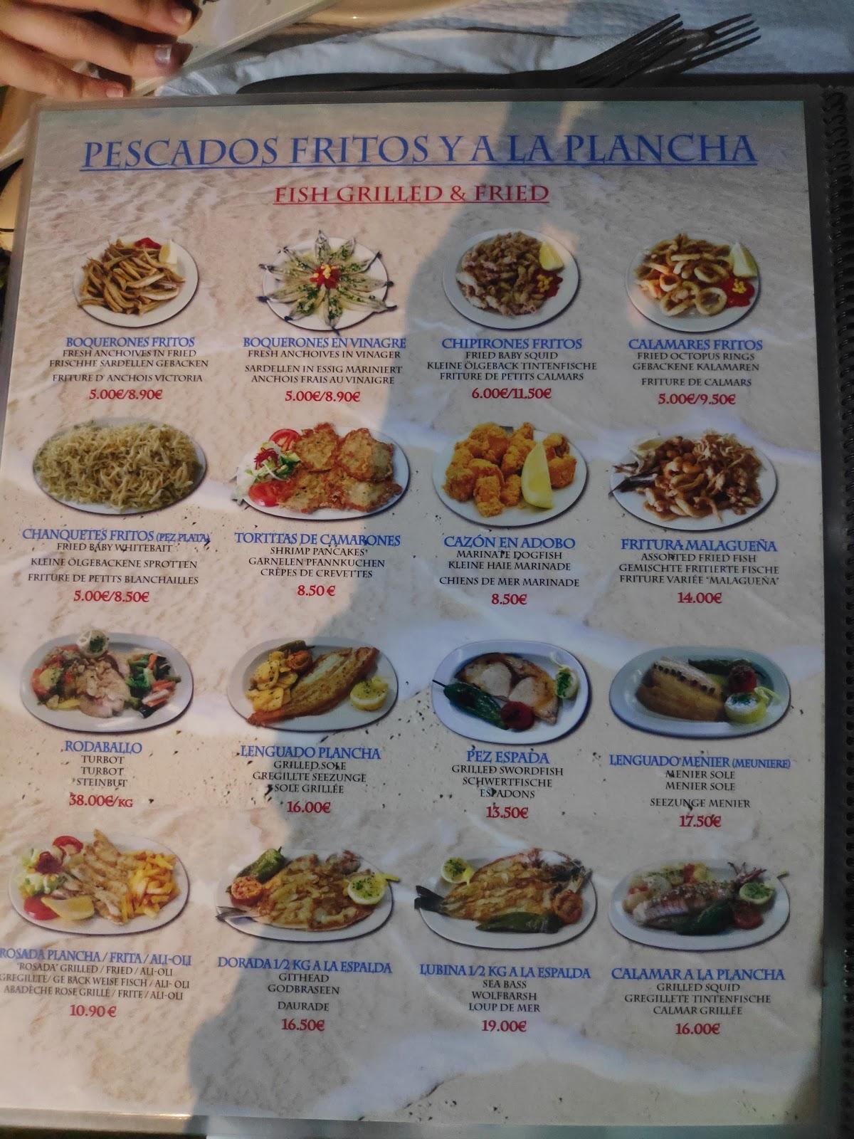 Carta del restaurante Chiringuito Basilio Beach, Marbella