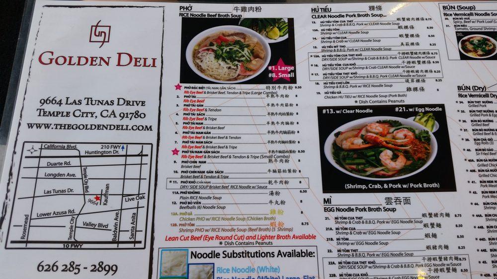 Menu at Golden Deli Temple City restaurant, Temple City