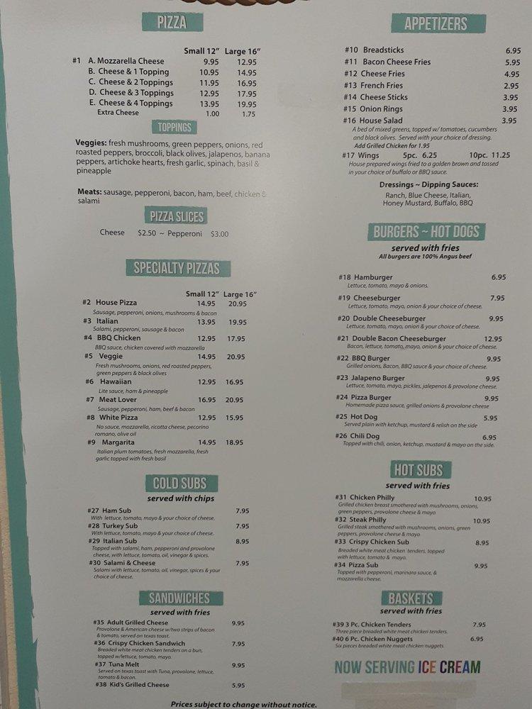 Menu at Mariner Pizza pizzeria, Myrtle Beach
