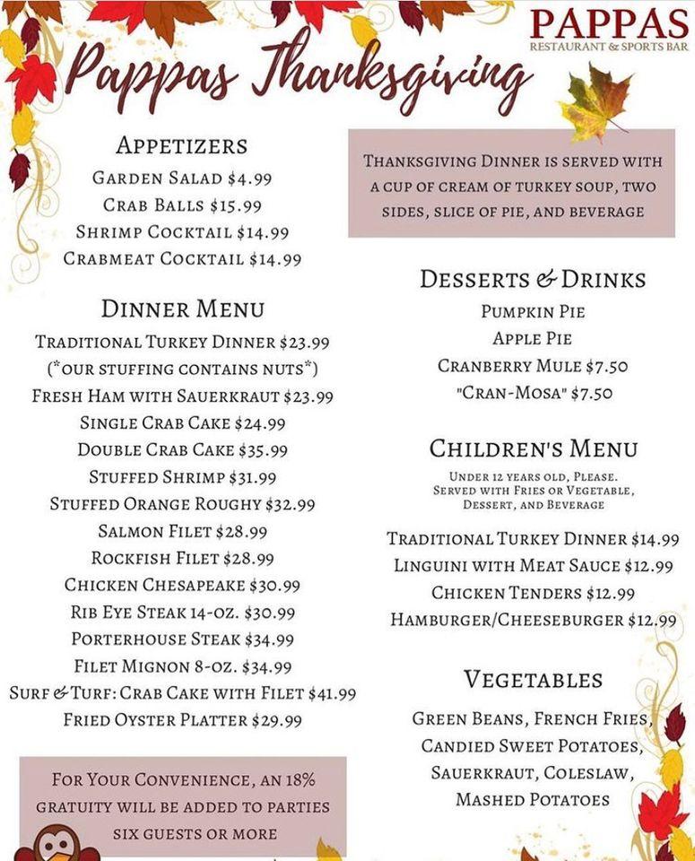 Menu at Pappas Restaurant and Sports Bar, Cockeysville