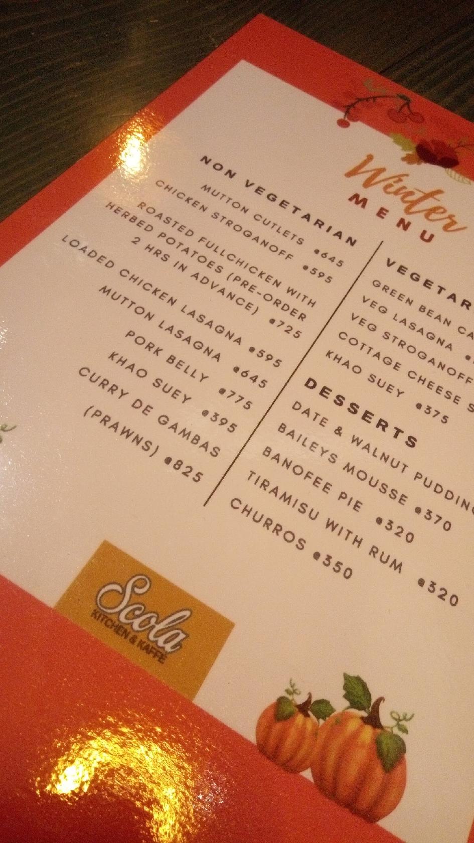 Menu at SCOLA CAFE, Chandigarh, SCO 180