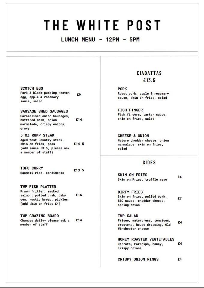 Menu at The White Post pub & bar, Yeovil