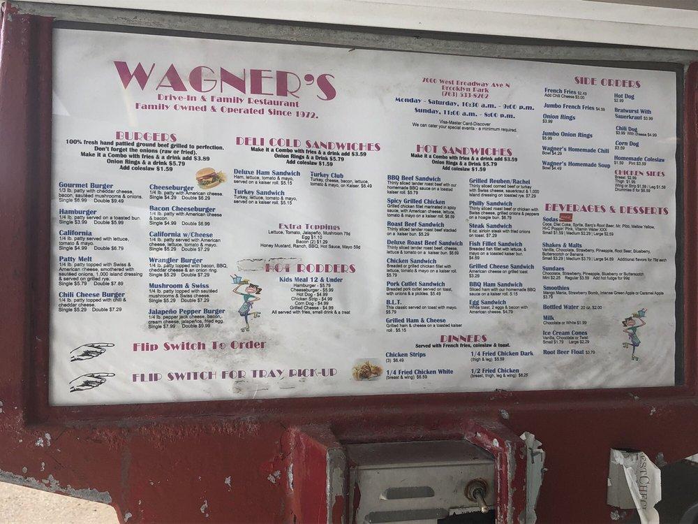 Menu at Wagner's Drive-In desserts, Brooklyn Park, W Broadway