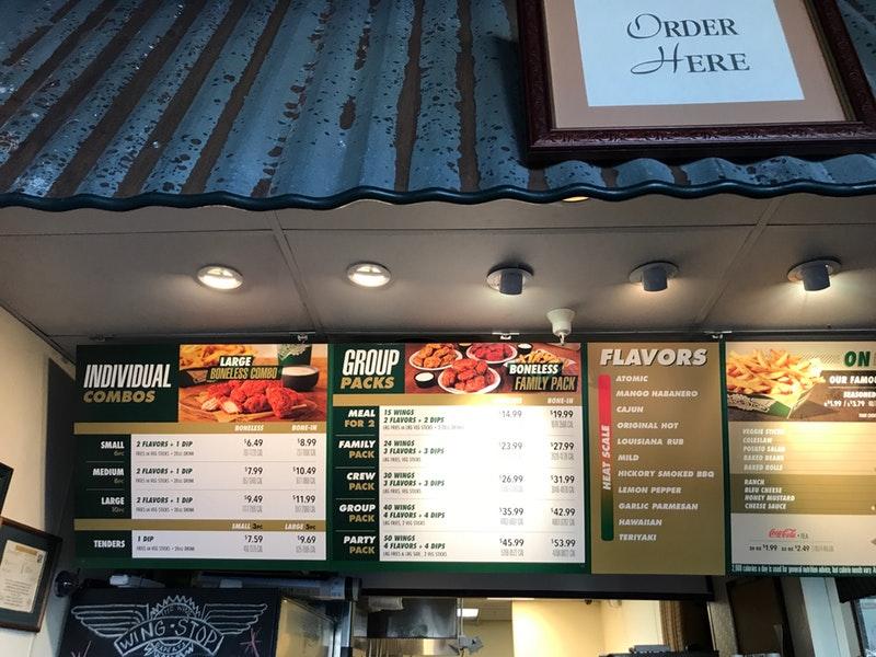 Menu at Wingstop restaurant, Dallas, Lemmon Ave Ste 100