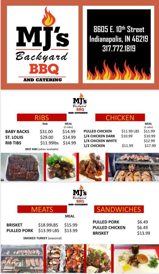 Menu at MJ's Backyard BBQ & Catering, Indianapolis