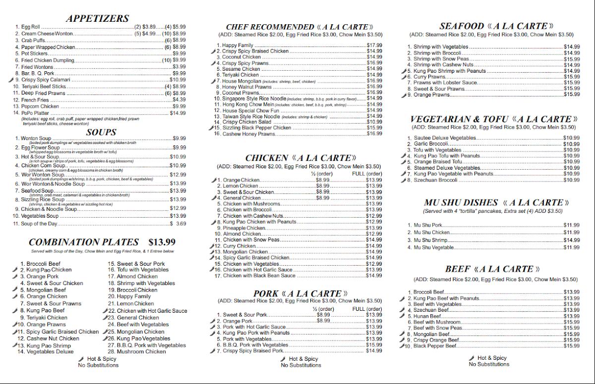 Menu at Maple Garden restaurant, Orland, 729 4th St