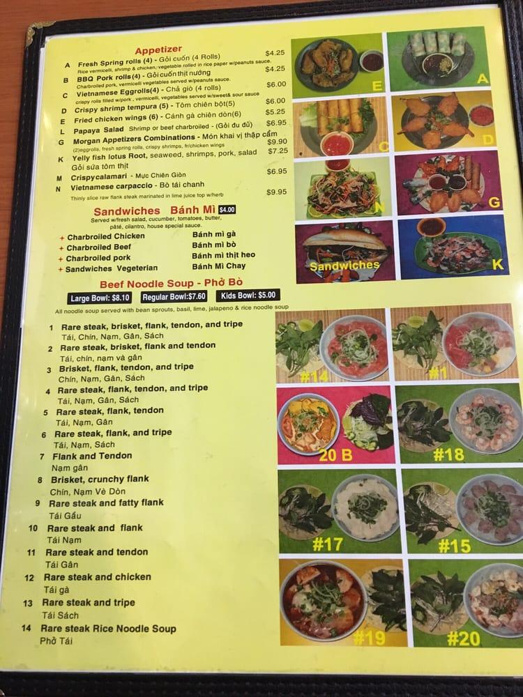 Menu at Pho Morgan Hill restaurant, Morgan Hill