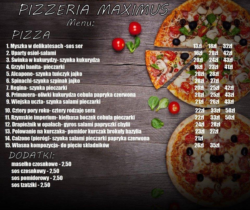 Menu at Pizzeria Maximus, Mikolow