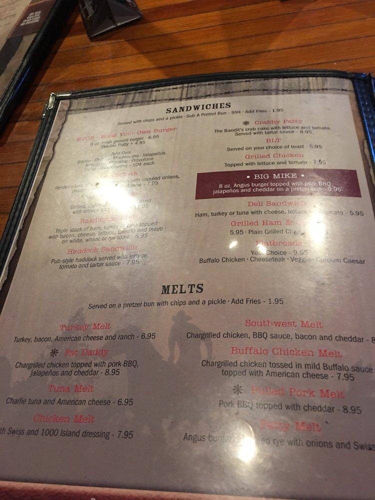 Menu at Bandit's Roadhouse pub & bar, Berwick