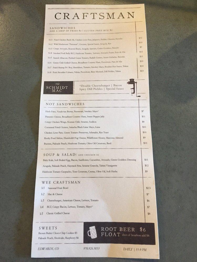 Menu at Craftsman pub & bar, Edwards