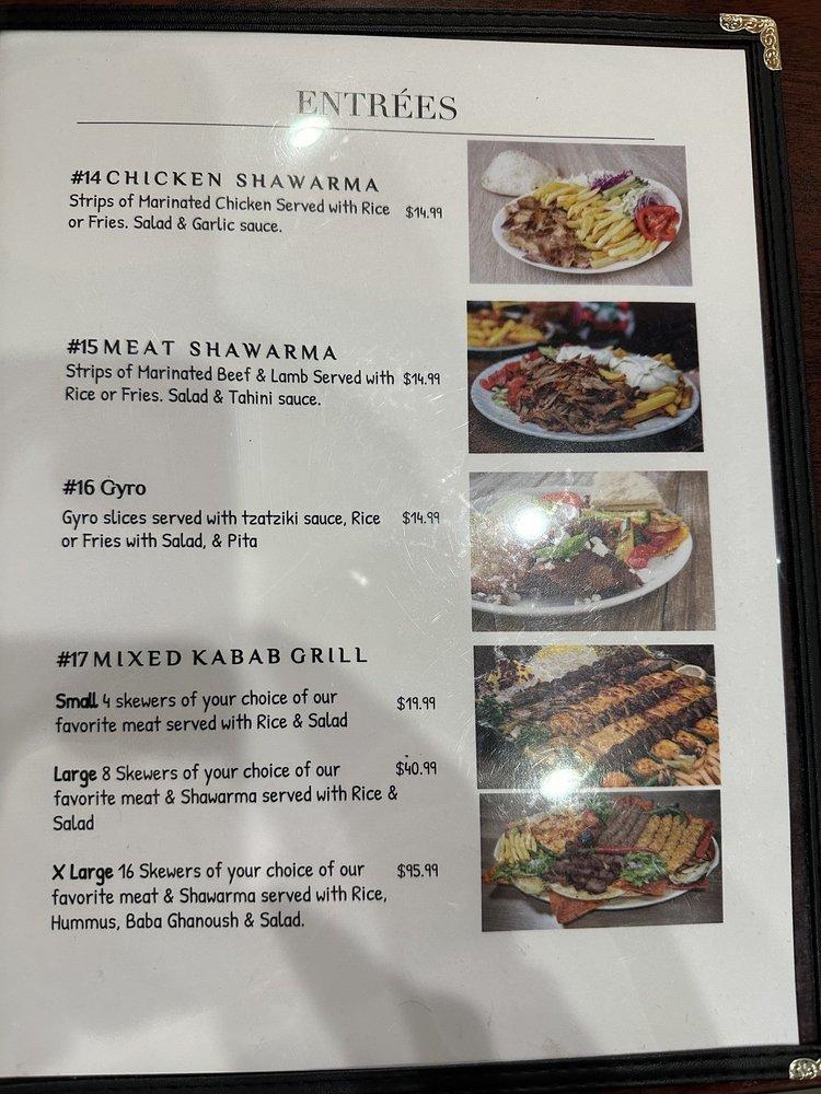 Menu at Kabab Grill restaurant, Indianapolis