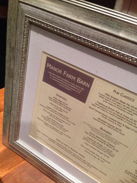 Menu at Manor Farm Barn, Southfleet
