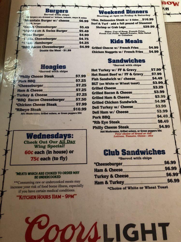 Menu at The Mountain House Restaurant, USA, Lincoln Hwy