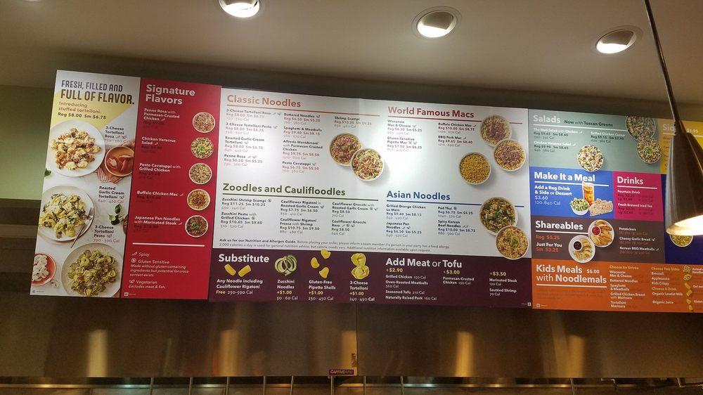 Menu at Noodles and Company restaurant, Grand Junction