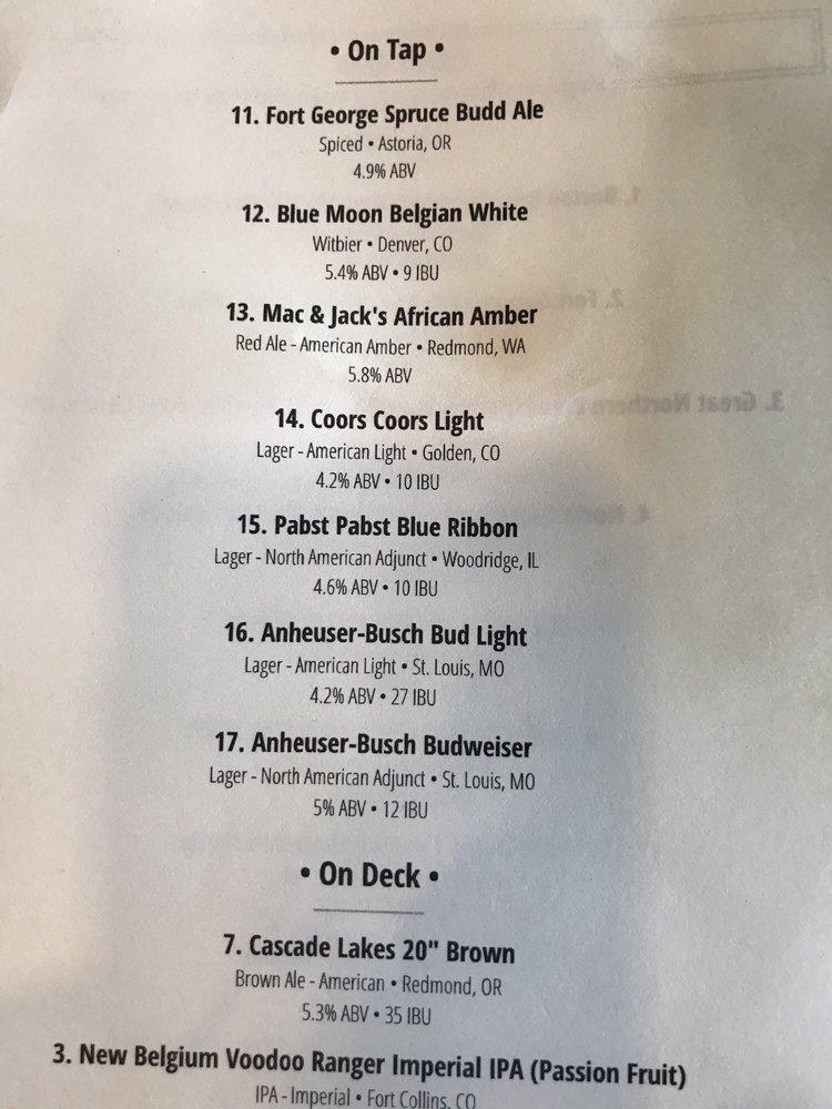 Menu at Twisted Timber Foods & Brews pub & bar, Boise