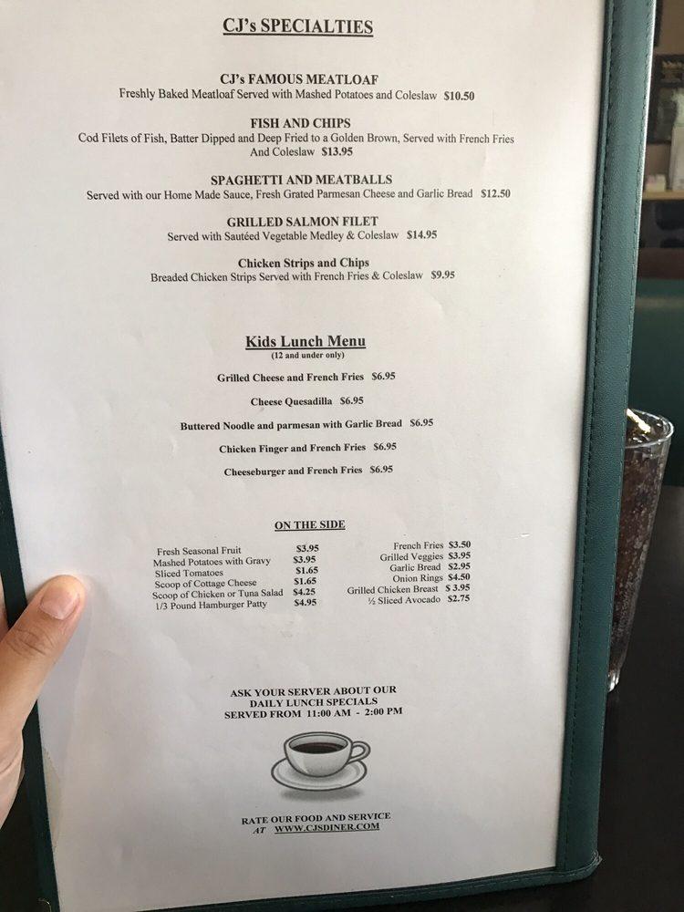 Carta del restaurante CJ's Diner, Palm Desert