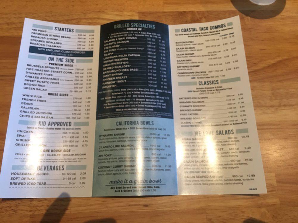 Menu at California Fish Grill restaurant, El Cajon, 120 Fletcher Pkwy