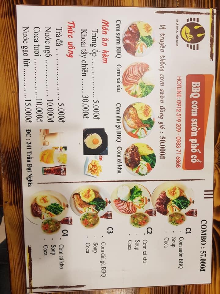 Menu at Ô BBQ - Cơm sườn phố cổ, Hanoi