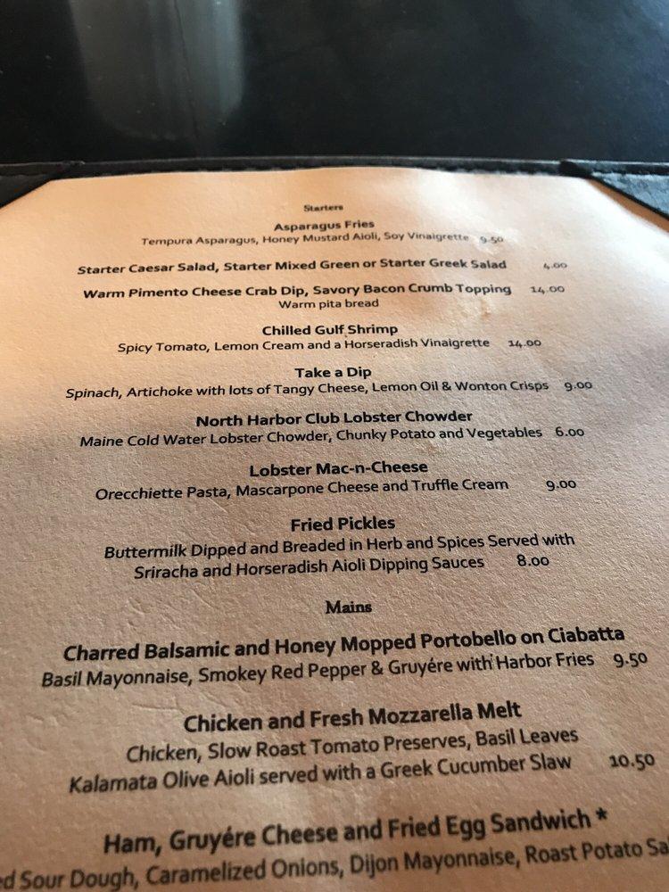 Menu at North Harbor Club, Davidson
