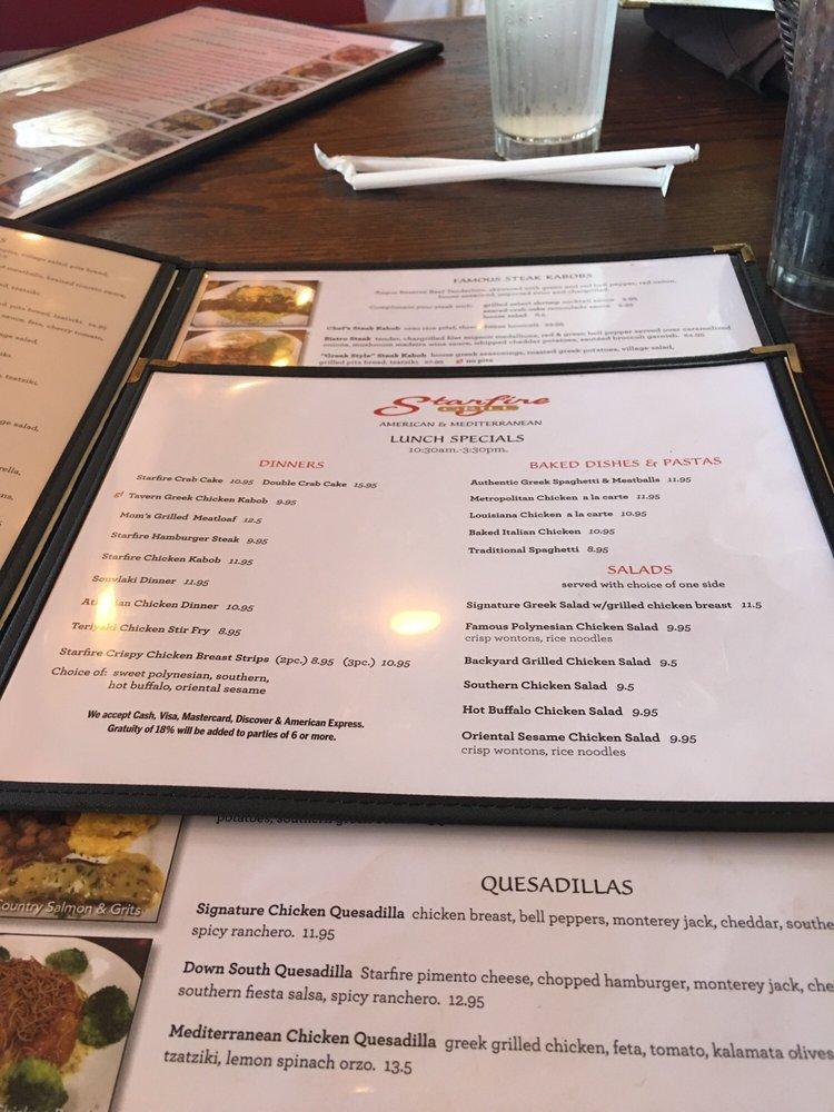 Menu at Starfire Grill pub & bar, Florence