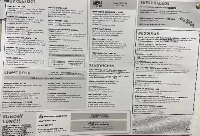 Menu at The Bobbin Mill pub & bar, Chorley