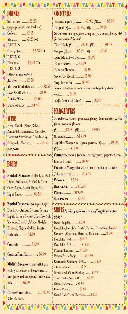 Menu at El Patrón Mexican Kitchen II restaurant, Wilmington