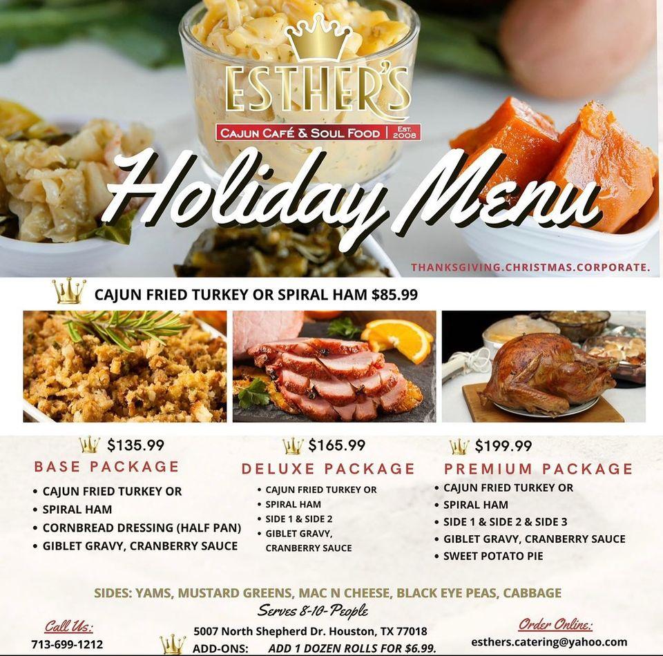 Menu at Esther's Cajun Café & Soul Food pub & bar, Houston