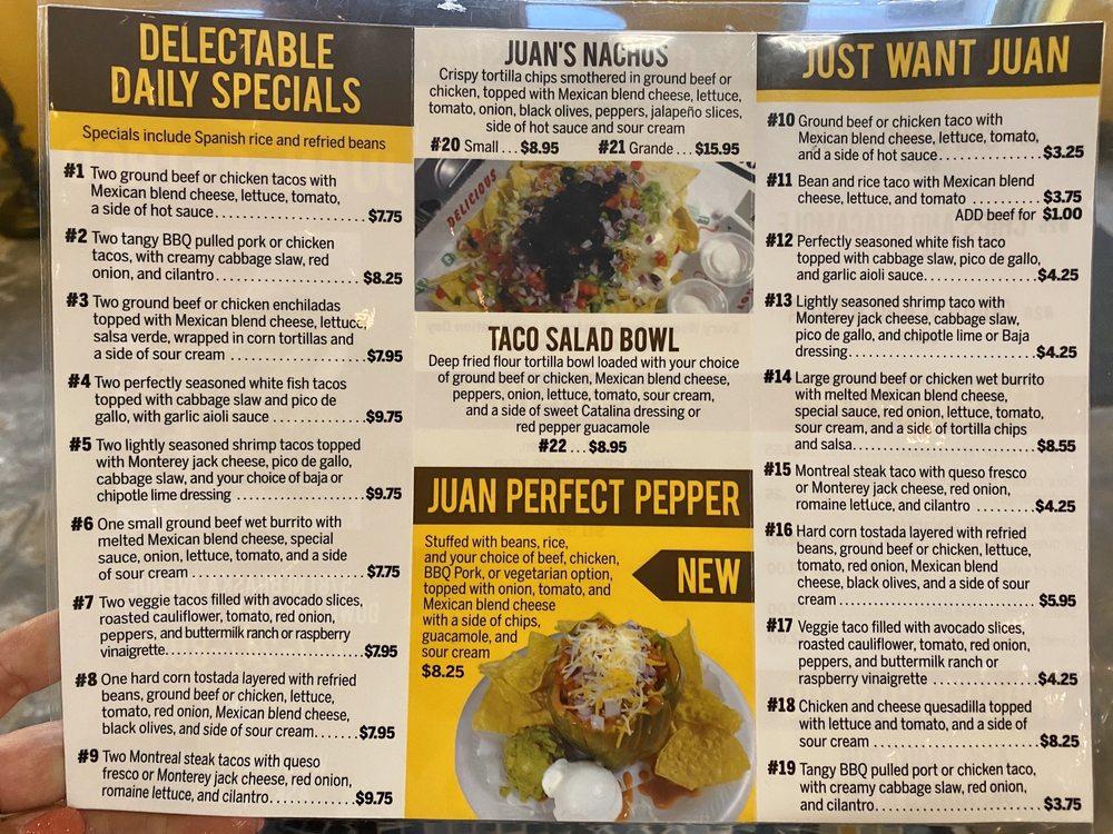 Menu at Juan-A-Taco Taco's & more Food Truck restaurant, New Port Richey