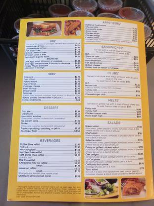 Menu at Sunshine Cafe Eldora, Iowa, Eldora