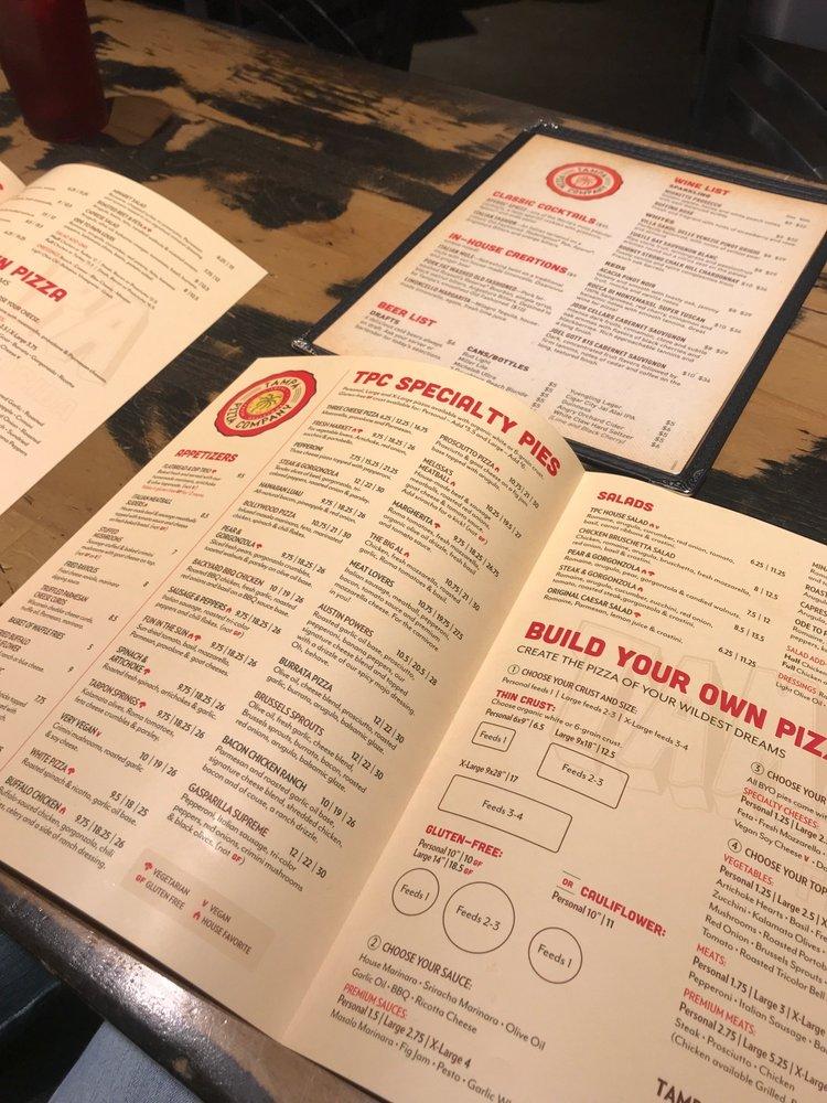 Menu at Tampa Pizza Company pizzeria, Tampa, Henderson Blvd