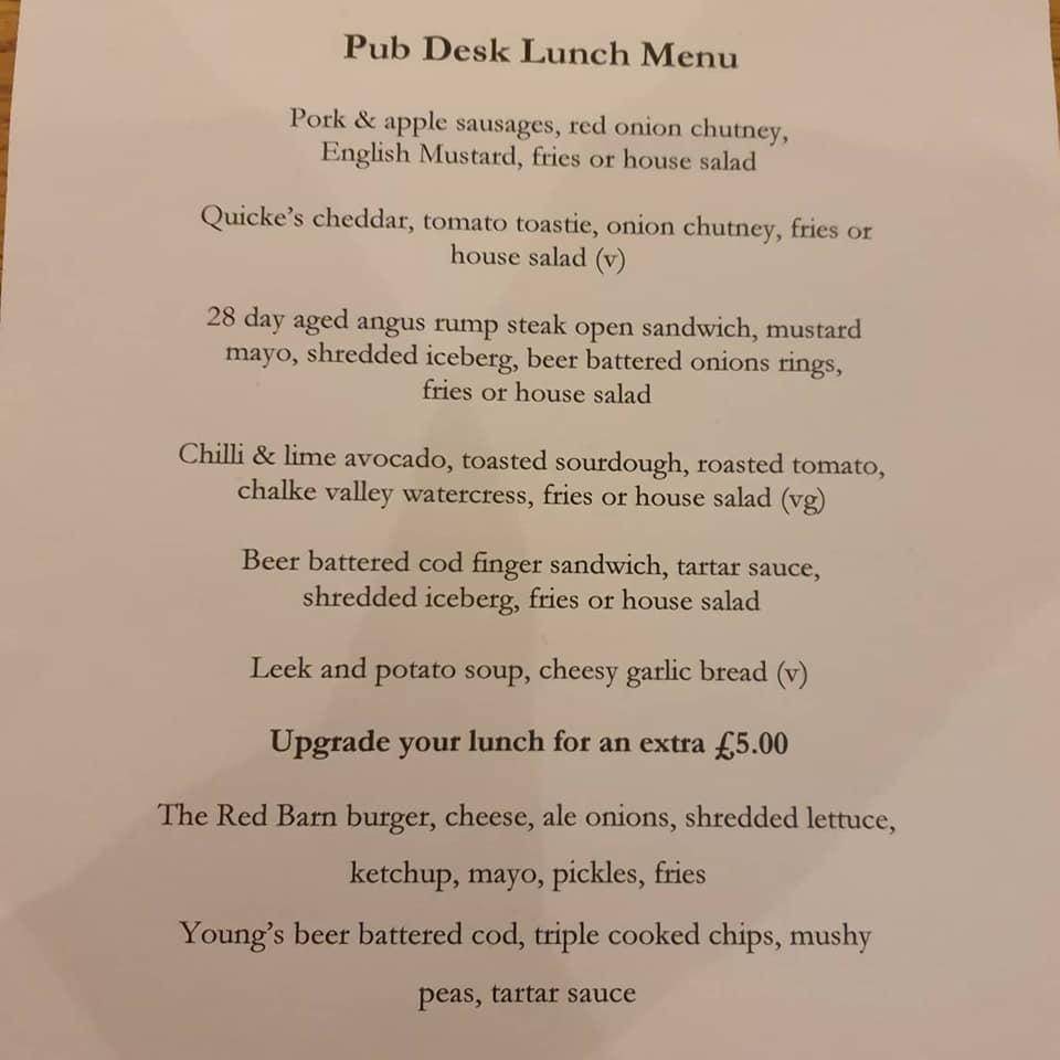 Menu at Red Barn, Lingfield, Tandridge Ln