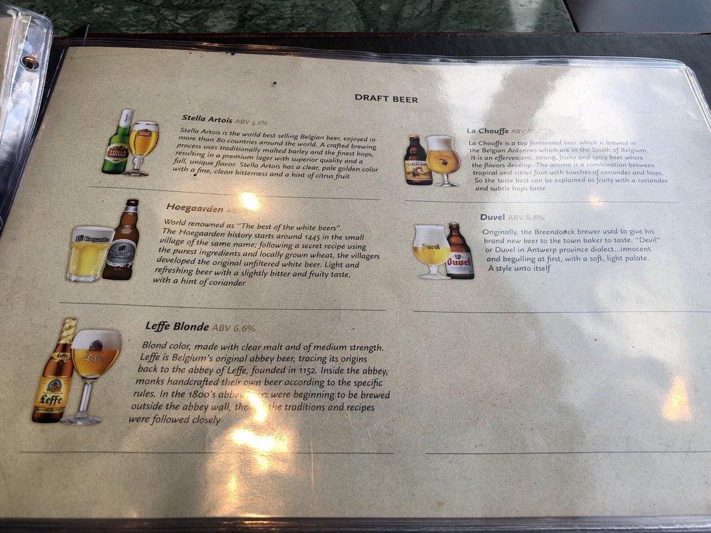 Menu at Belgian Beer Cafe, Newark