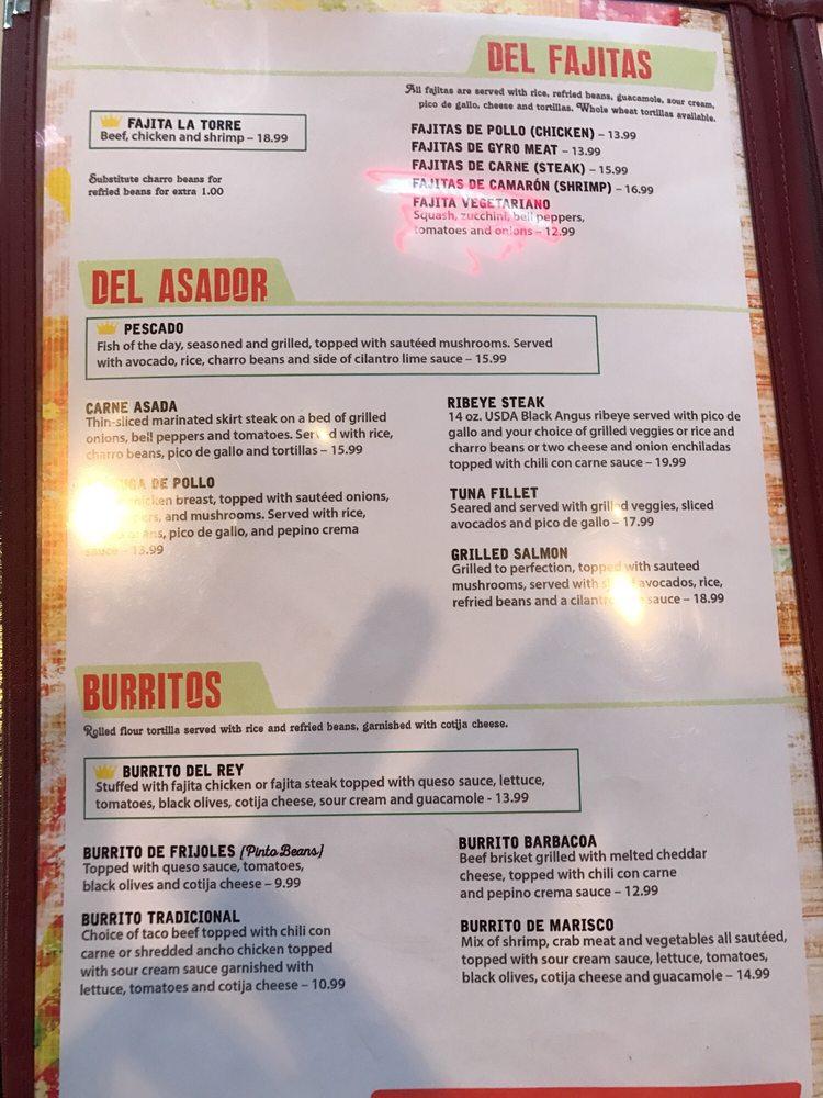 Menu at Los Reyes Mexican Grill restaurant, Baton Rouge, Coursey Blvd