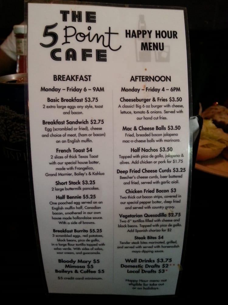 Menu at The 5 Point Cafe 24 Hour Legendary Dive Bar & Diner, Seattle