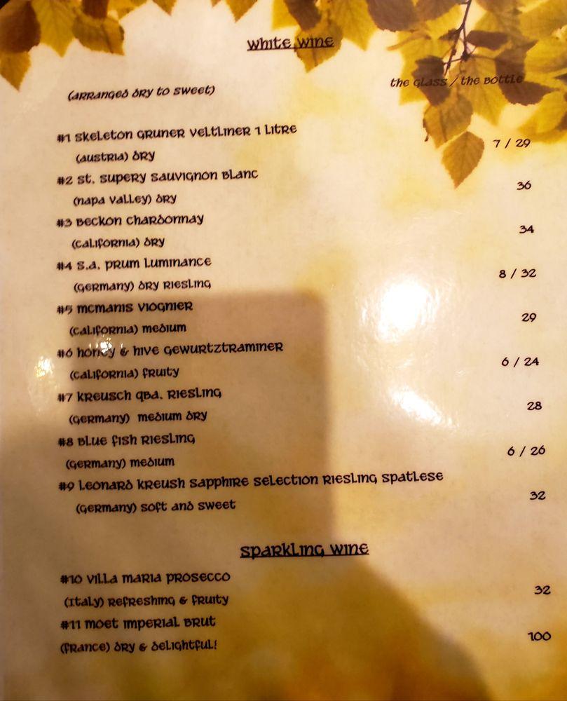 Menu at The Alpine Chef restaurant, Fredericksburg