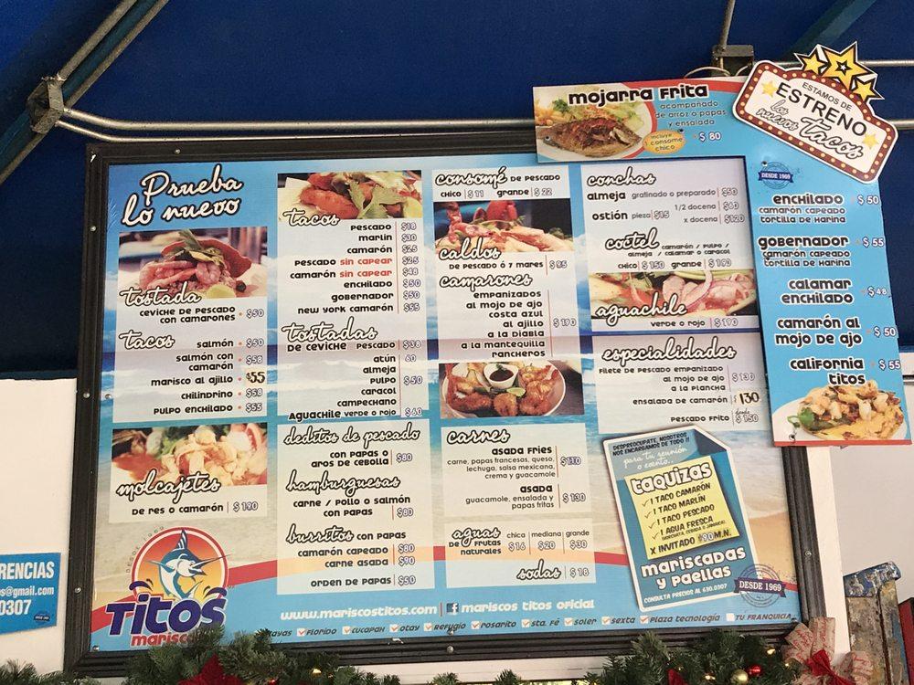 Menu at Titos restaurant, Tijuana, Blvd. de las Bellas Artes 19687