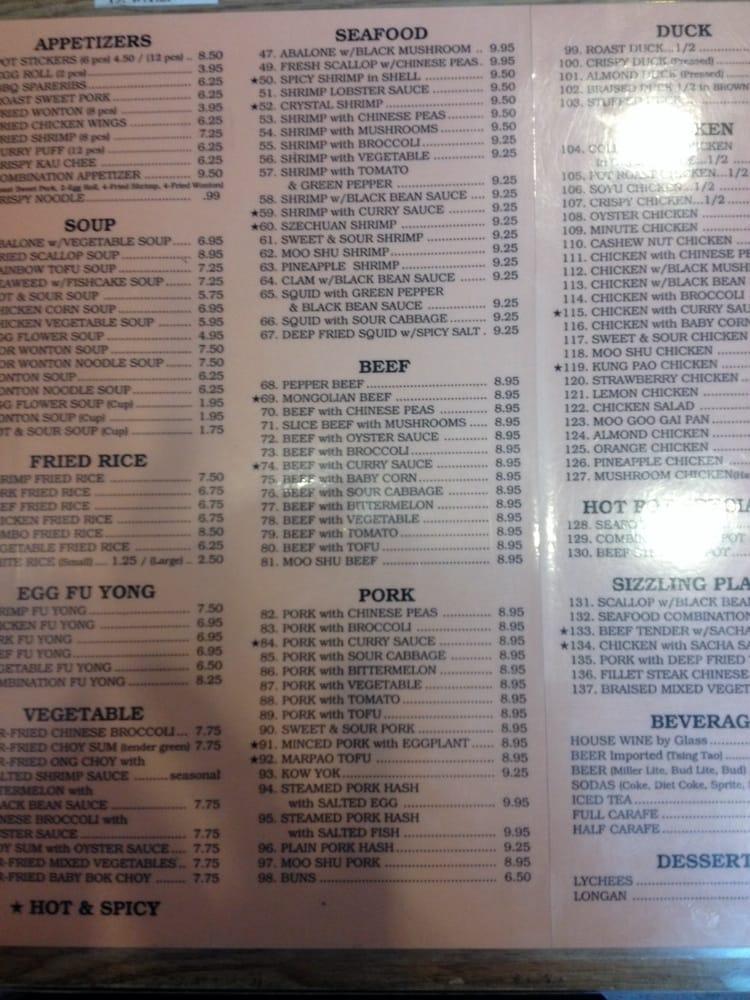 Menu at Wo Fat Chinese Restaurant, Las Vegas