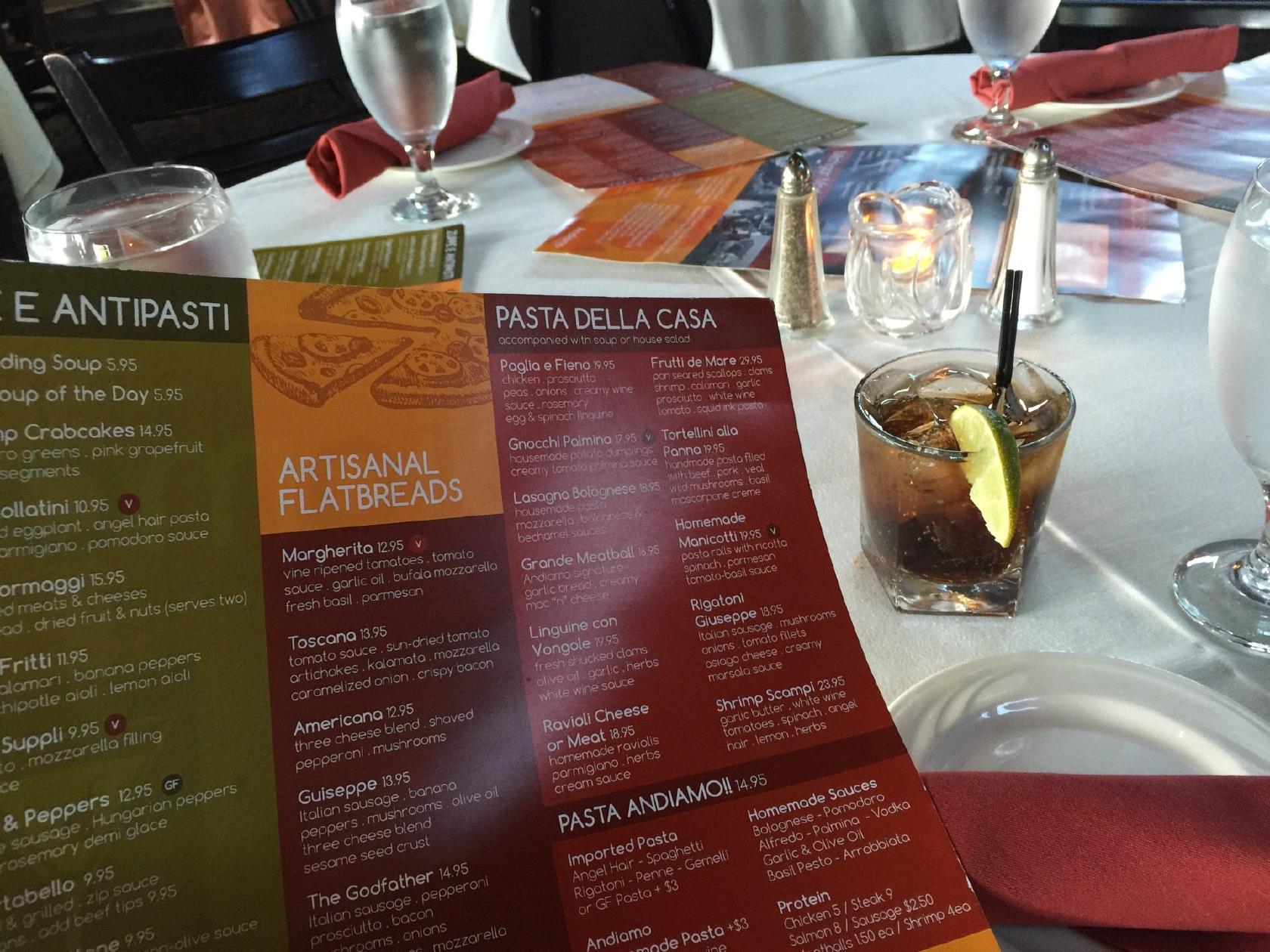 Menu at Andiamo Livonia restaurant, Livonia