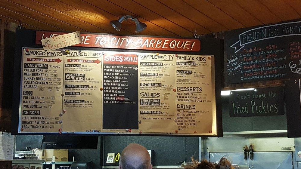 Menu at City Barbeque, Centerville, 5 E Franklin St