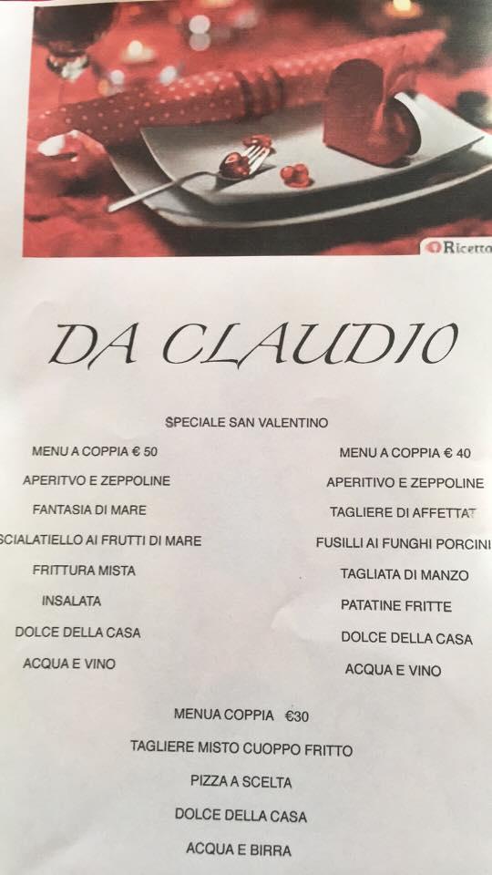 Menu da Da Claudio ristorante, Benevento