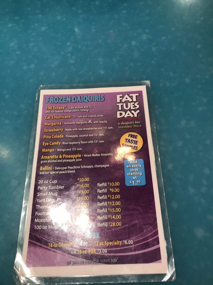 Menu at Fat Tuesday pub & bar, Las Vegas, S Las Vegas Blvd #119