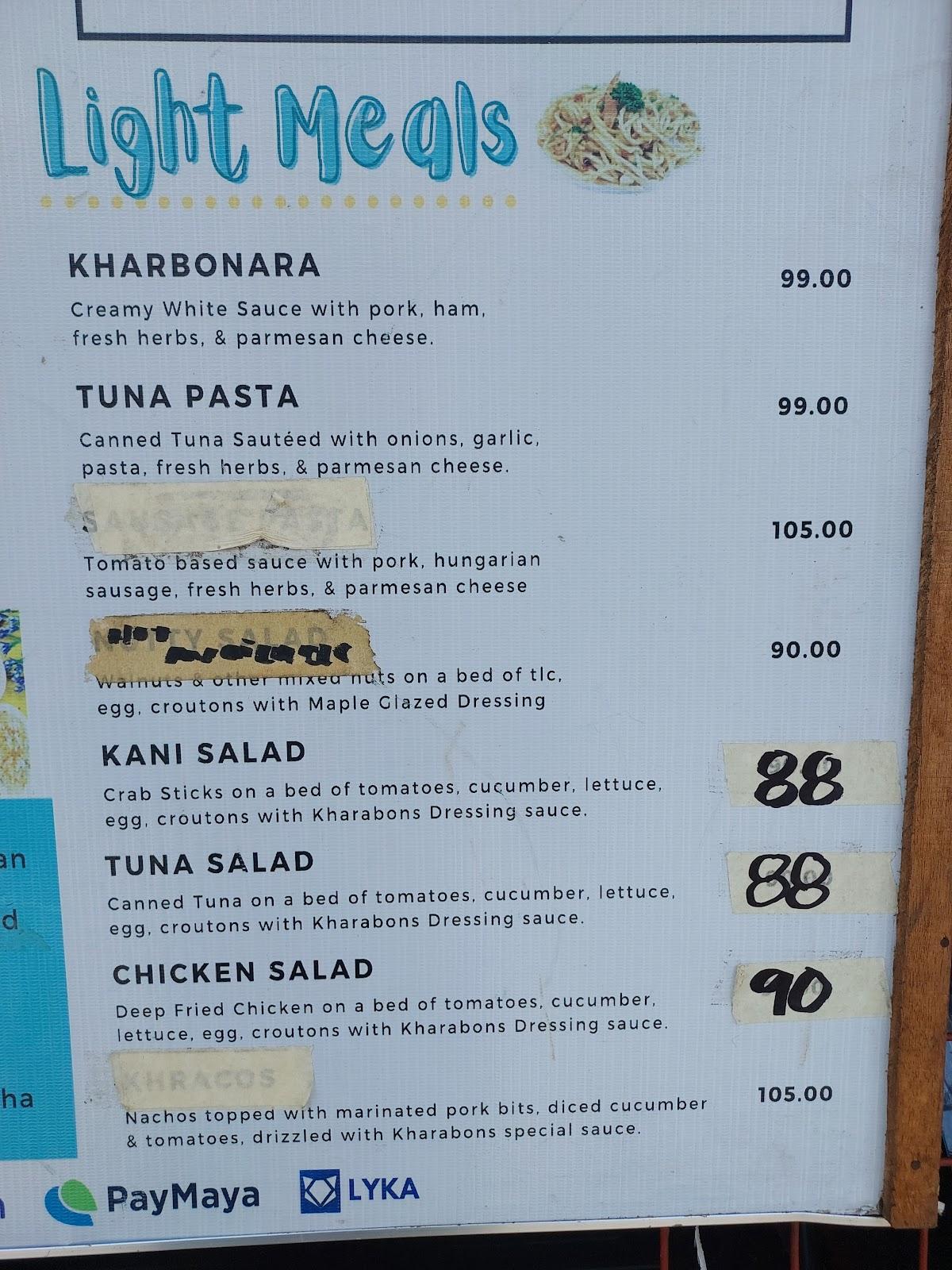Menu at KHARABONS Resto-Kalye restaurant, Muntinlupa